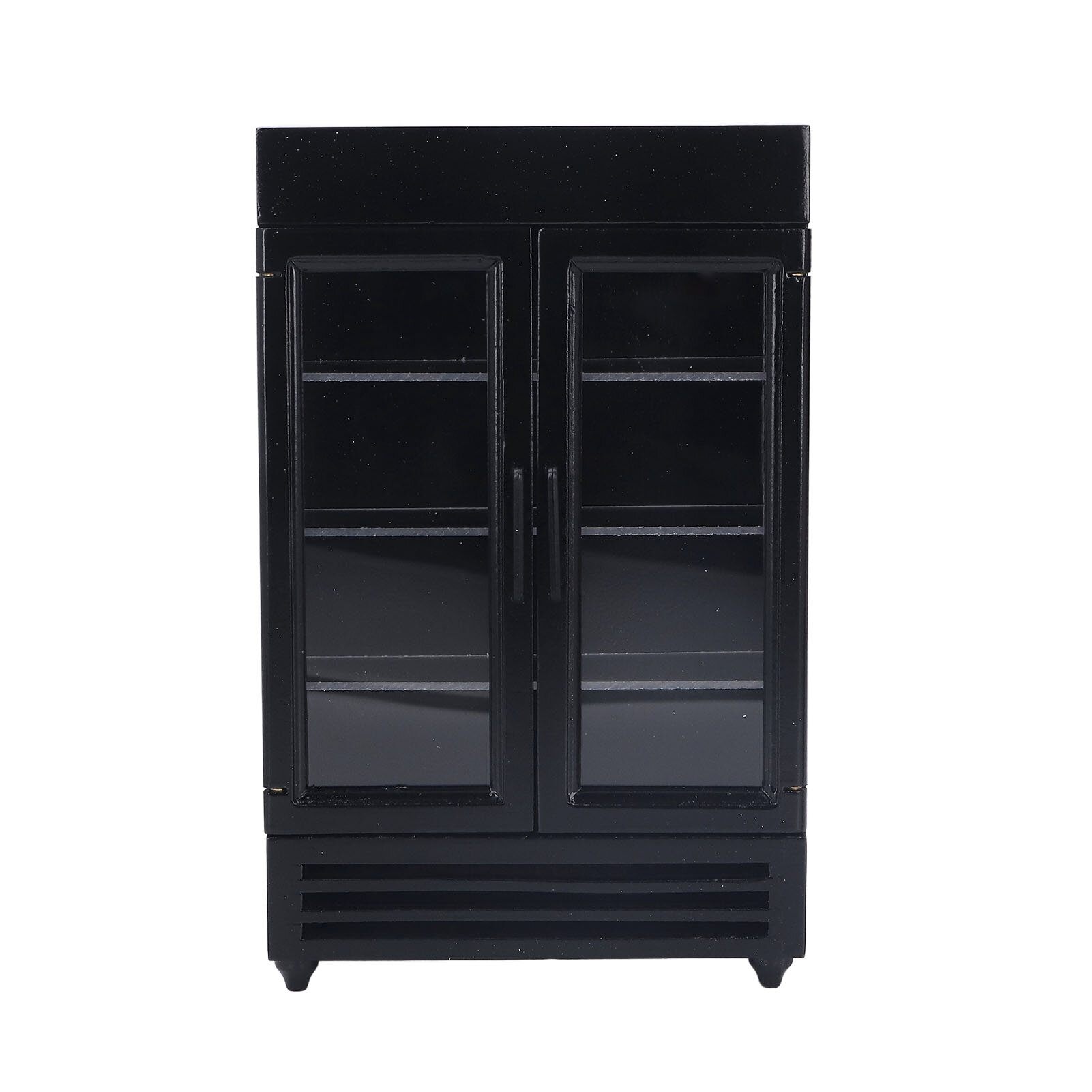 Dollhouse Refrigerator Simulation Exquisite Portable Miniature Wood Fridge for 1:12 Black