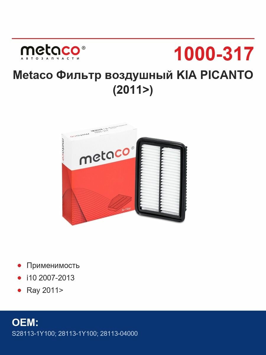 Metaco Фильтр воздушный KIA PICANTO (2011>)