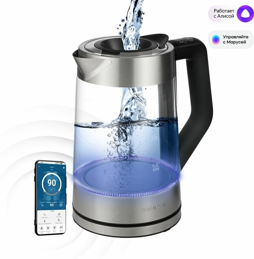 Чайник элект. Polaris PWK 1725CGLD WIFI IQ Home, стекло,2200Вт, 1,7л, WI-FI
