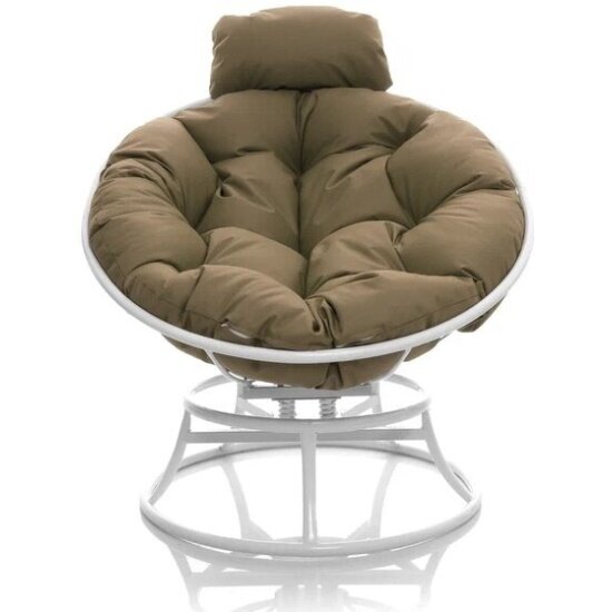 Садовое кресло M-group м-групп папасан пружинка мини без ротанга белое, бежевая подушка