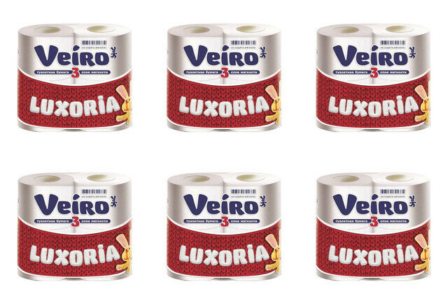 Veiro Туалетная бумага Luxoria 3-х слойная, 4 шт, 6 уп
