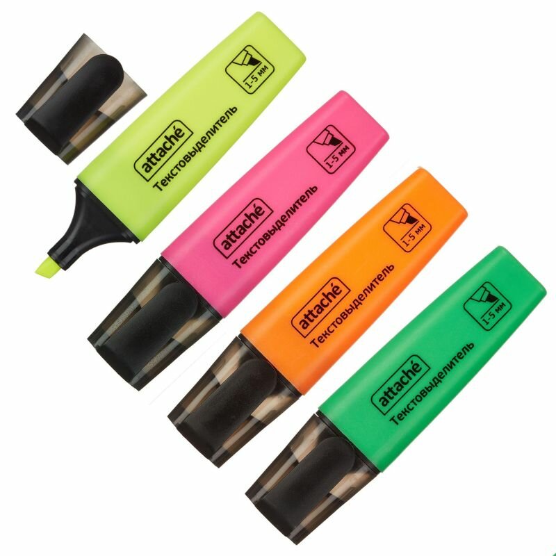 Attache Набор текстовыделителей текста Colored 1-5мм ,4 цвета
