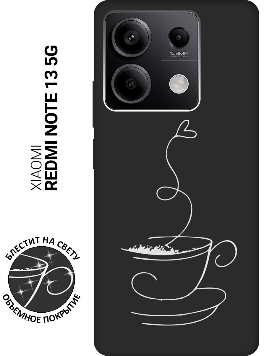 Силиконовый чехол на Xiaomi Redmi Note 13 5g / Сяоми Редми Ноут 13 5г с рисунком "Coffee Love W" Soft Touch черный