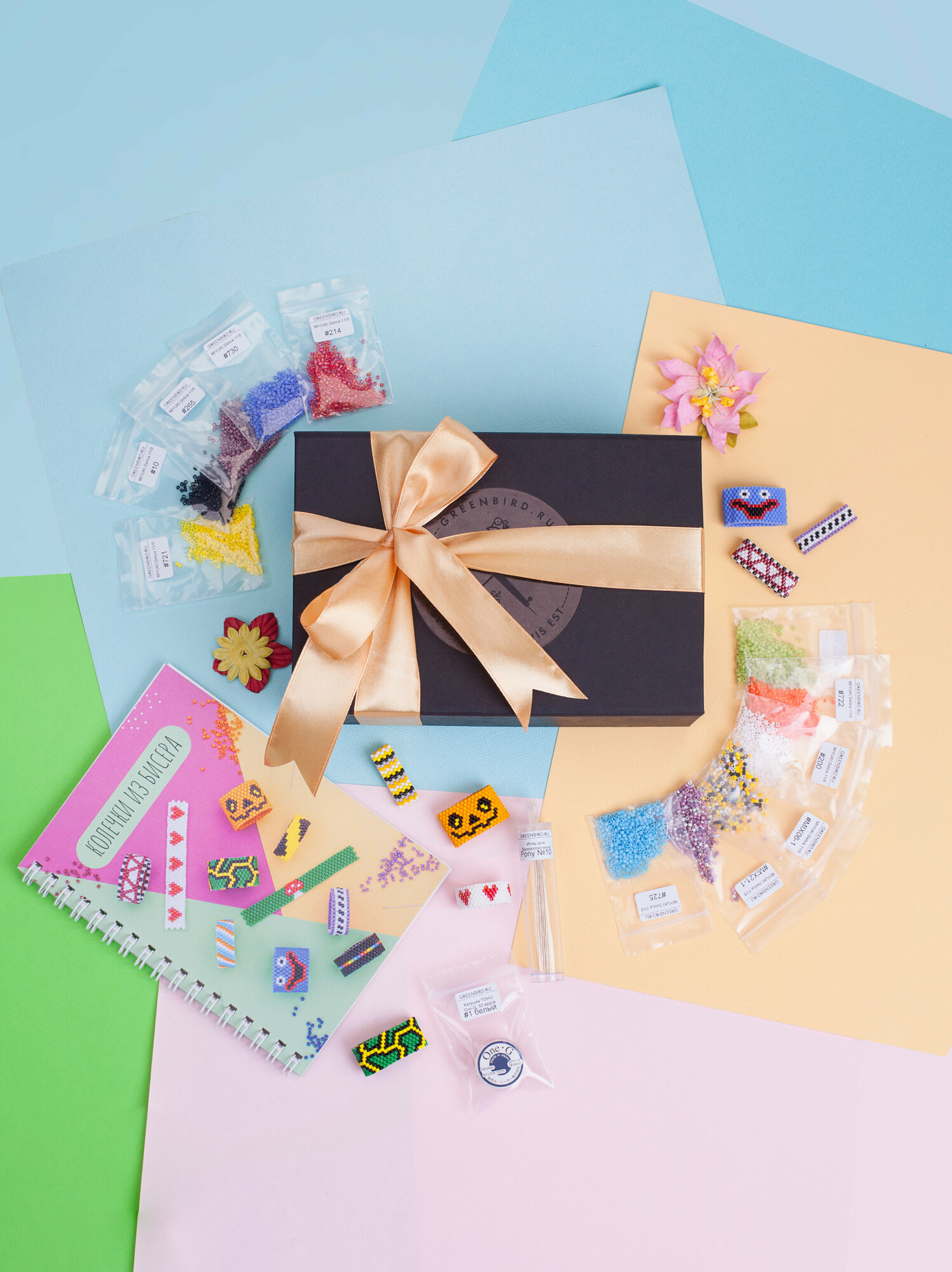 Фирменный набор для плетения колечек с брошюрой и видео мк GreenBird