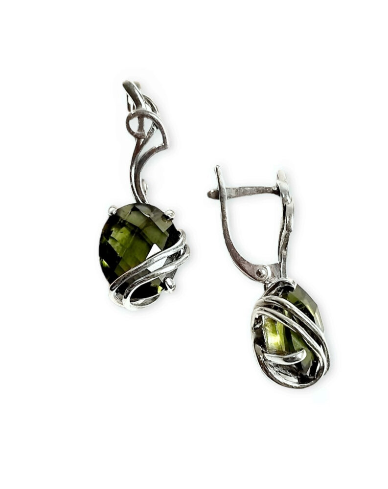 Серьги, серебро, 925 проба, турмалин