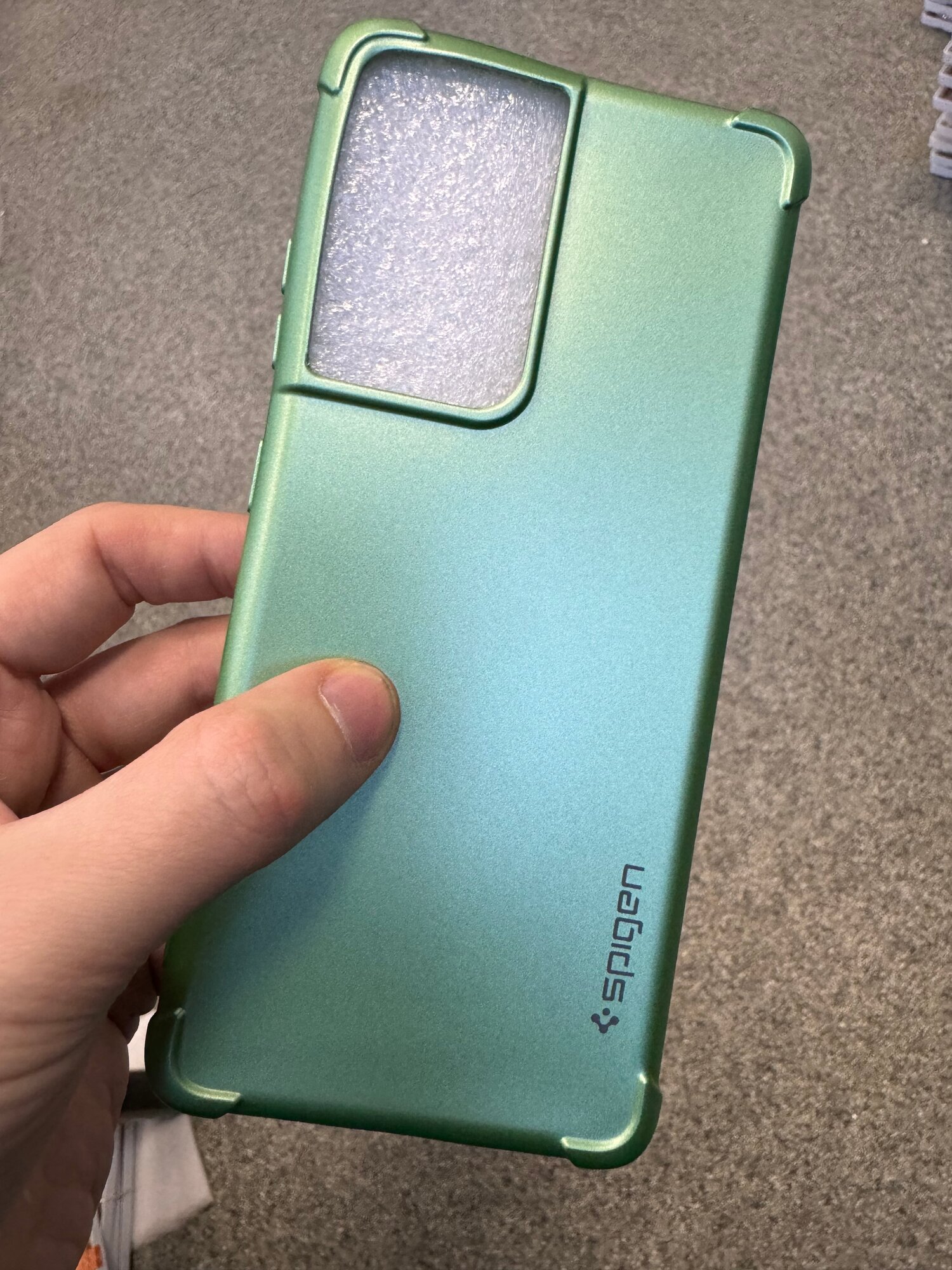 Чехол панель накладка бампер MyPads SPIGEN для Samsung Galaxy S21 Ultra тонкая силиконовая крышка зеленая