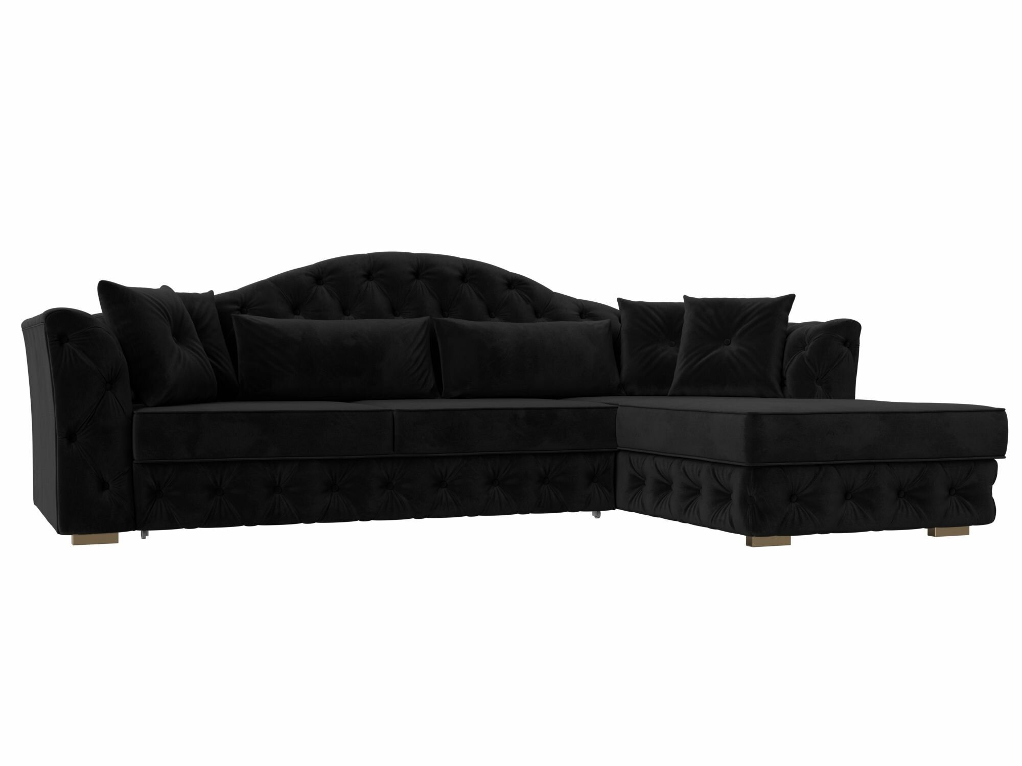 Диван угловой Артис правый угол, велюр черный