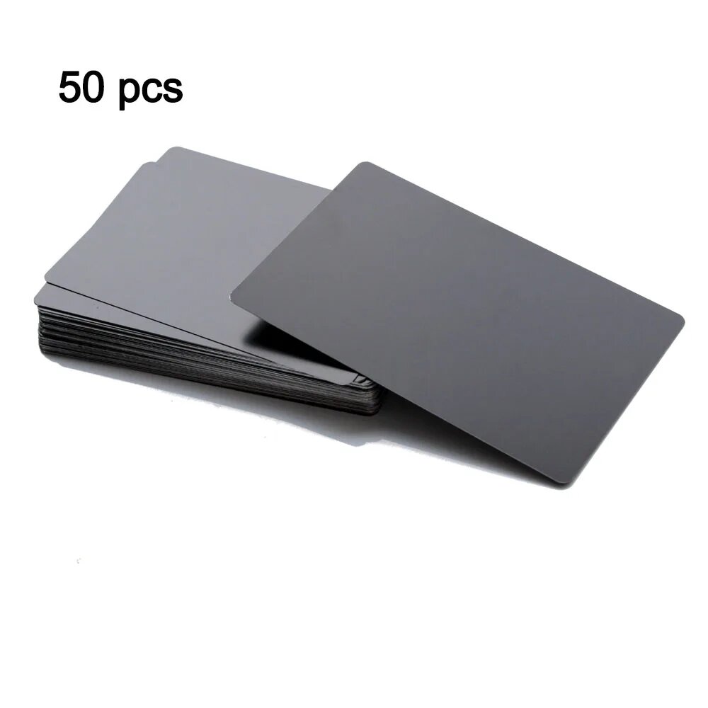 Металлические визитные карточки из алюминия, 50 шт. Серый, Matte black