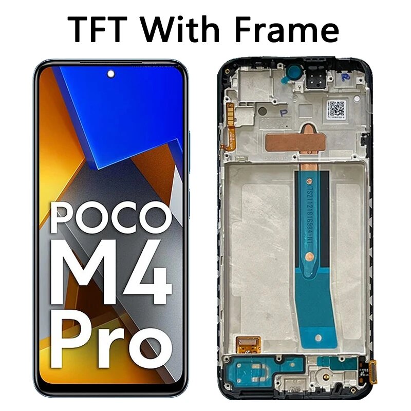 6,43" AMOLED для ЖК-дисплея Xiaomi Poco M4 Pro 2201117 PI 2201117 PG MZB0B5VI Сенсорная панель дисплея для Xiaomi Poco M4 Pro 4G LCD TFT With Frame