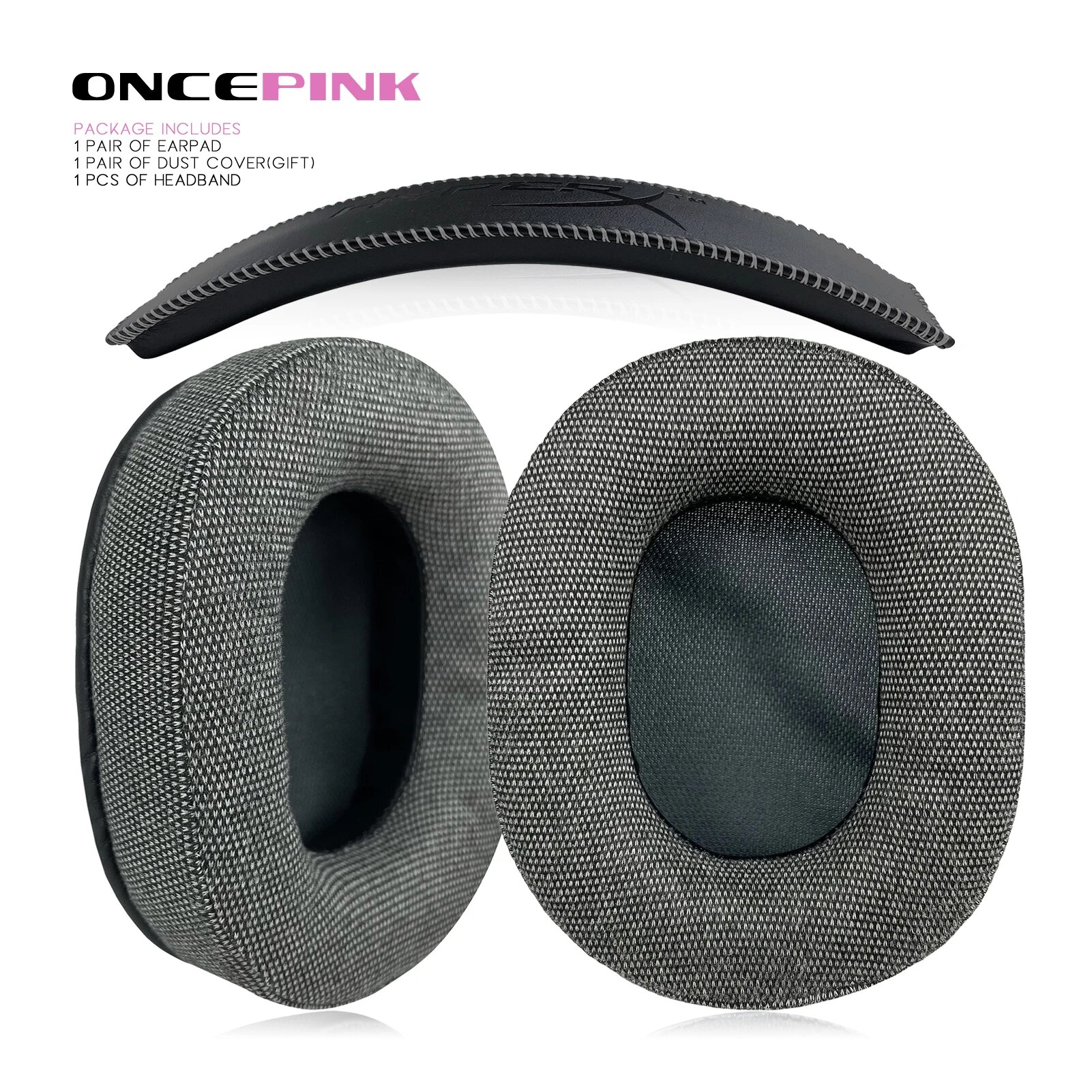 Сменные амбушюры Oncepink для наушников HyperX Cloud Silver, Cloud II, Core, Cloud Alpha, утолщенные подушечки, повязка на голову