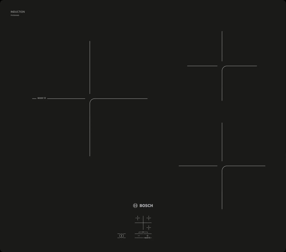 Варочная панель Bosch PUC61KAA5E индукционная, 4 конфорки