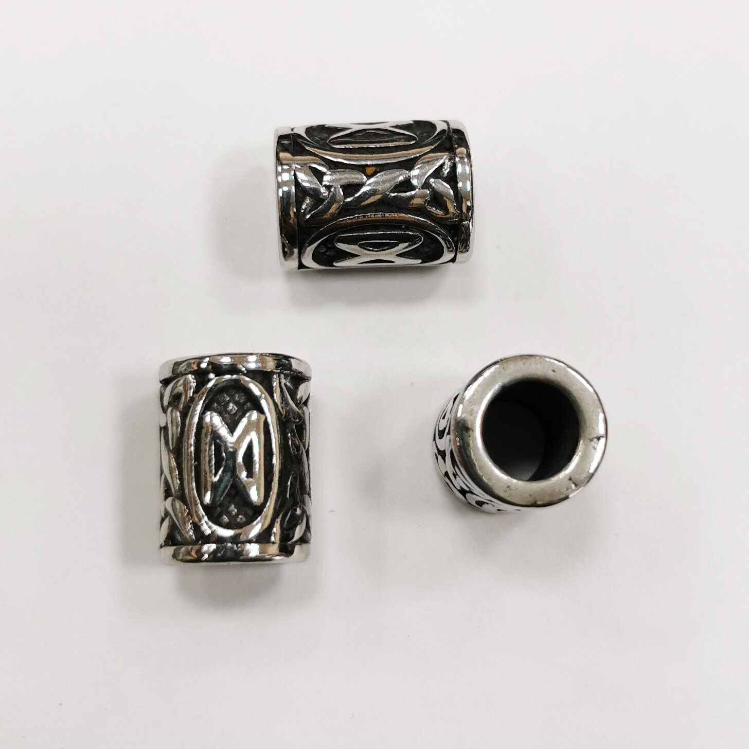 Бусина металлическая, 13х10мм, Руна Дагаз, базовый материал - нержавеющая сталь, без покрытия, с чернением, 1 шт.