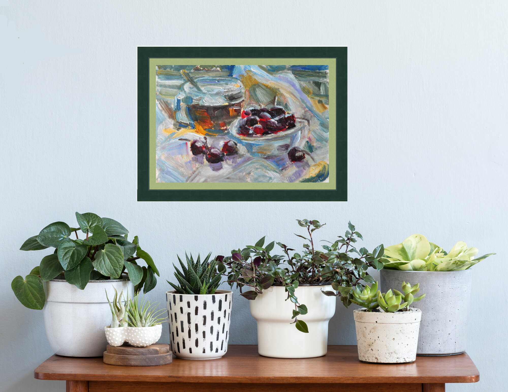 Натюрморт "Чай и черешня" - картина маслом от художника, импрессионизм