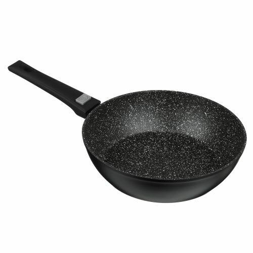 Сковорода Satoshi глубокая литая Оникс d26см, антипригарное покрытие "мрамор", съемная ручка, индукц (846-318)