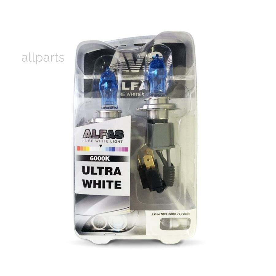AVS A07244S к-т ламп! 2+2шт газонаполненных ALFAS Pure-White 6000К H4 12V 75/85W + W5W\