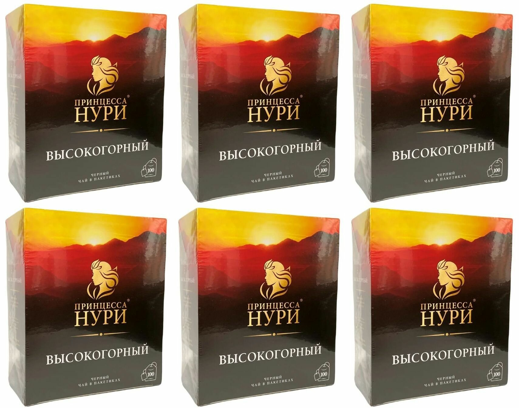 Принцесса Нури Чай черный Высокогорный, 100 пакетиков, 6 уп