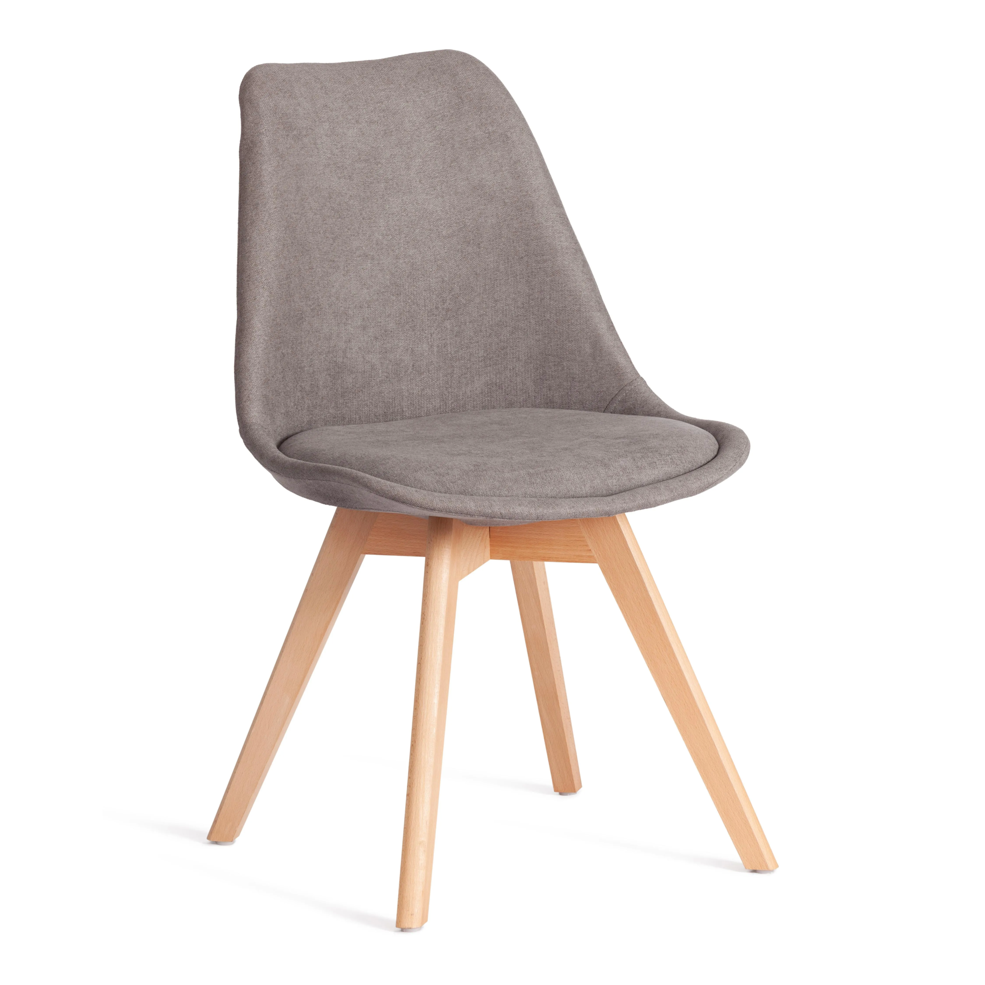 Стул TULIP SOFT (mod. 053V) Tetchair серый, светлое дерево, ткань, дерево, мягкое сиденье, без подлокотников
