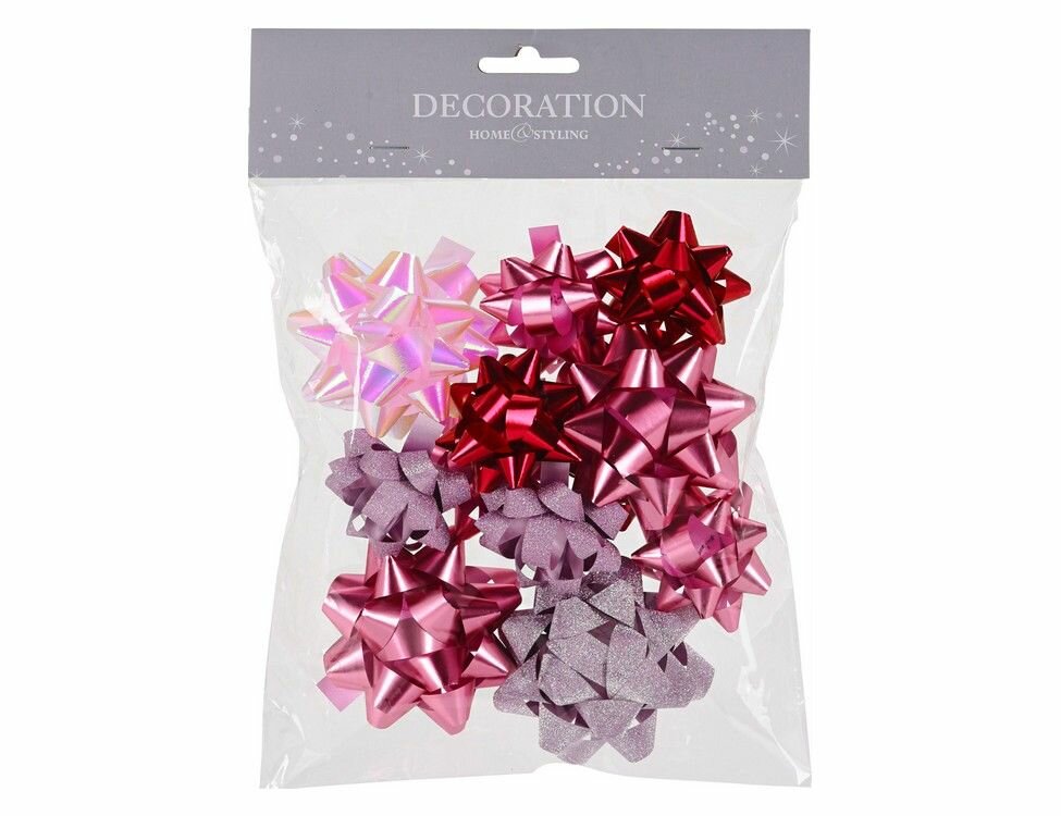 Набор бантов для подарочной упаковки, розовый и бордо, 5-7 см (упаковка 12 шт.), Koopman International