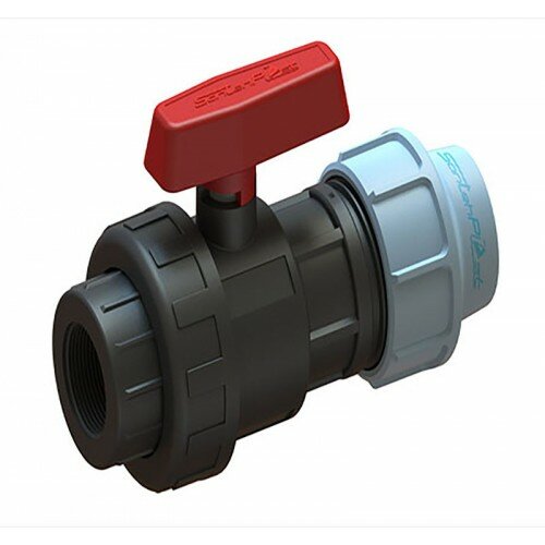 Кран шаровый ПНД (Цанга D32 х 1") D32 Заж. Вн.