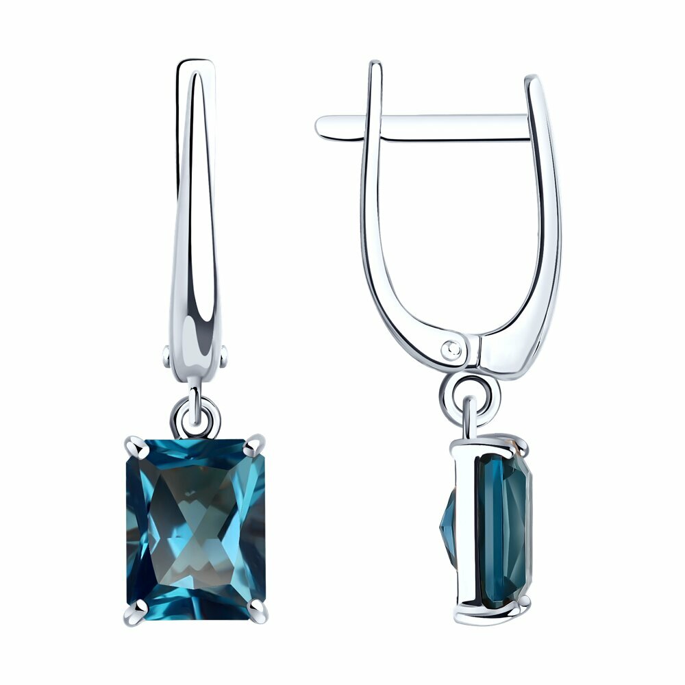 Серьги, белое золото, 585 проба, топаз