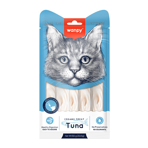 Wanpy Creamy Treat Tuna / Лакомство Ванпи для кошек Нежное пюре из Тунца фас. 14г х 25шт