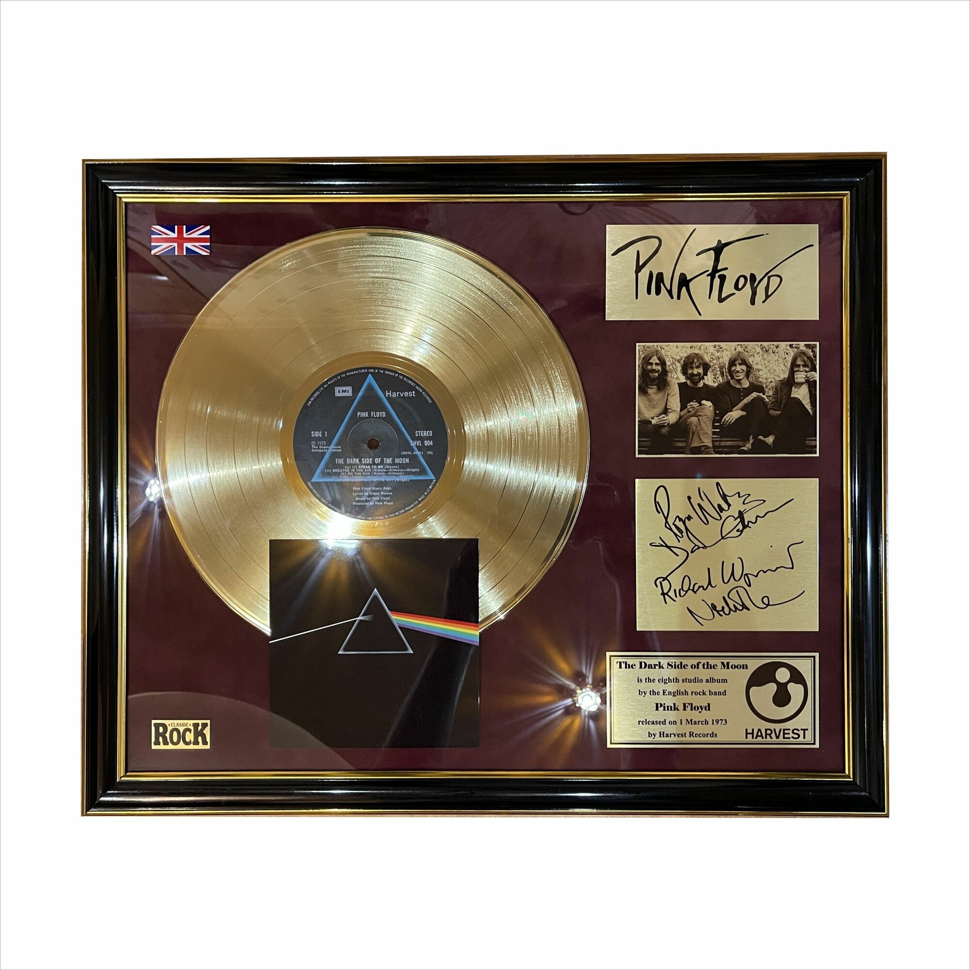 Пинк Флойд золотая виниловая пластинка в рамке