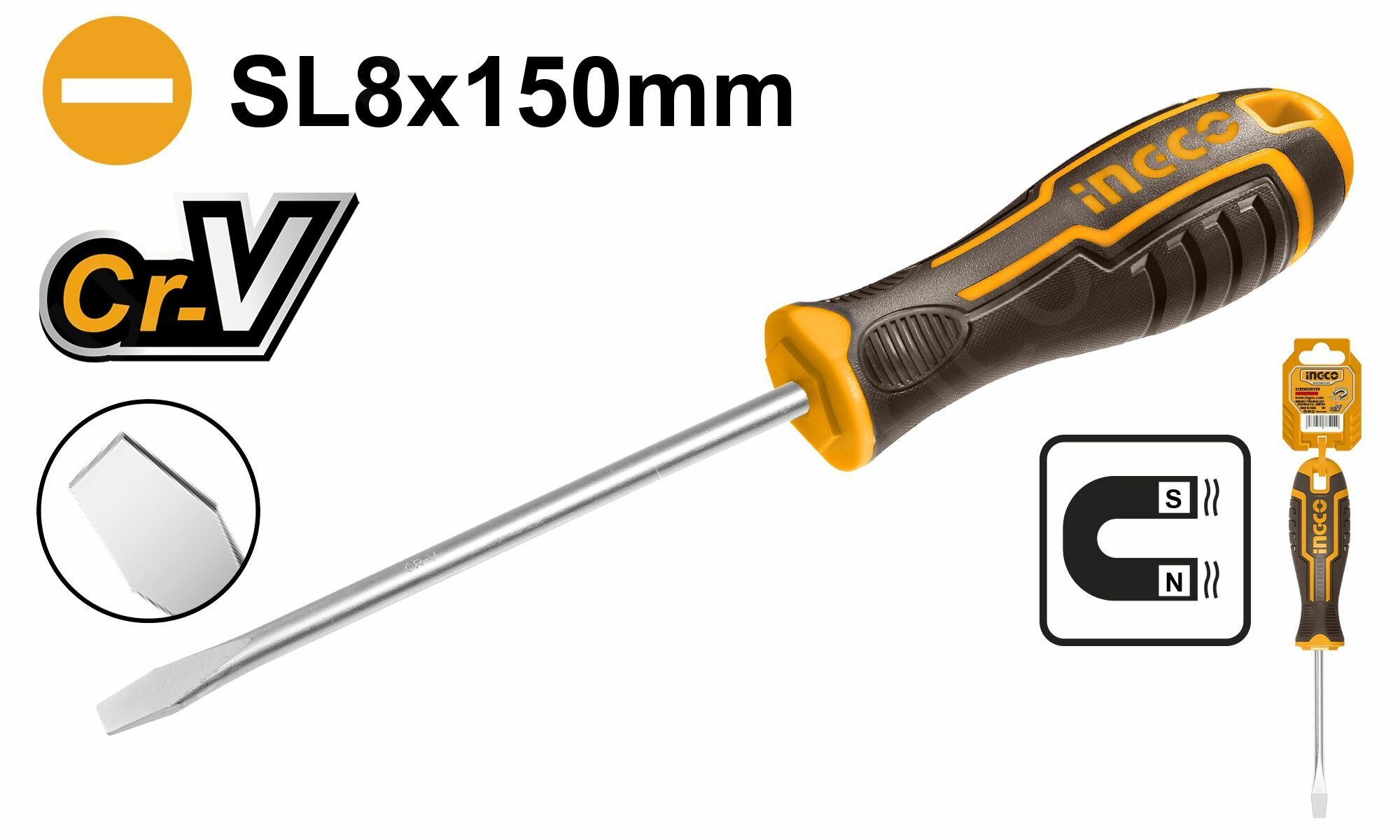 Отвертка плоская SL8 x 150 INGCO HSDSSL8150