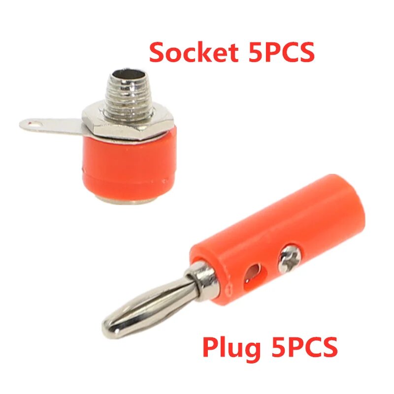 Банановые разъемы Red-Plug5-Socket5, 10 шт.