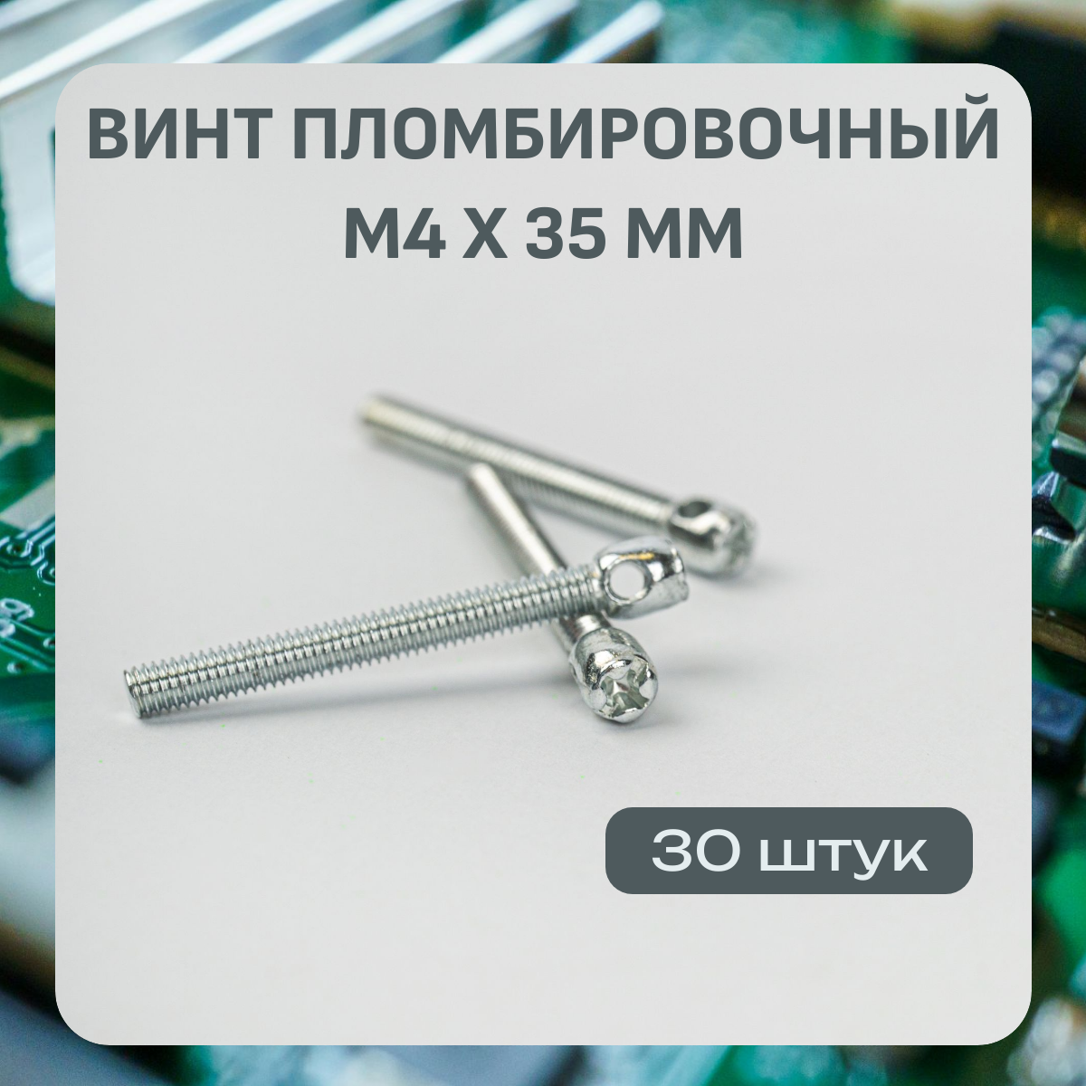 Винт пломбировочный М4*35мм с отверстием (30 шт)