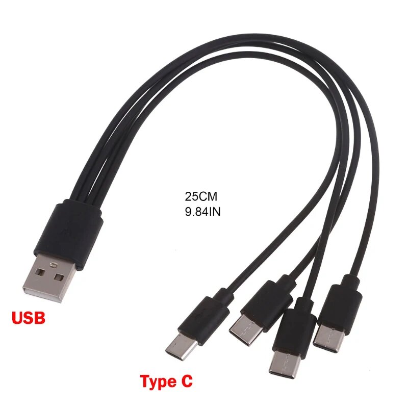 Прочный конвертер 4 в 1, кабель Micro USB типа C, разветвитель проводов, 4-портовый As shown