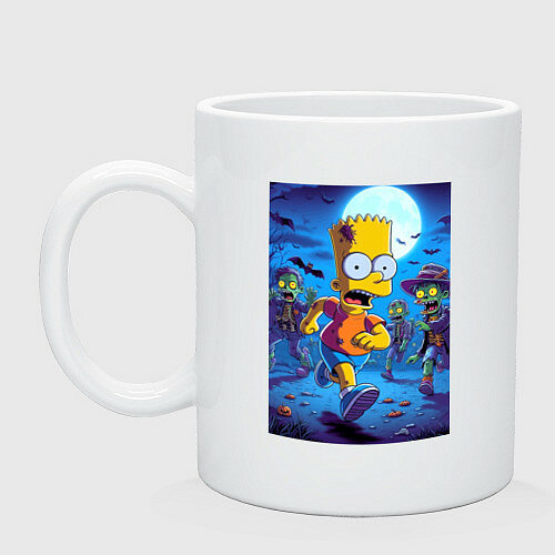Барт Симпсон убегает от зомби - хэллоуин Керамическая кружка
