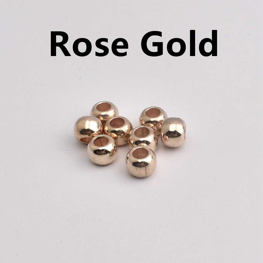 Пластиковые бусины CCB с большим отверстием для бижутерии 10x4.8m 50pcs, Rose Gold