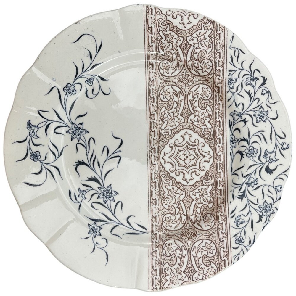 Тарелка "Terre de fer", 21 см, 1880-1900 гг, Longchamp, Франция