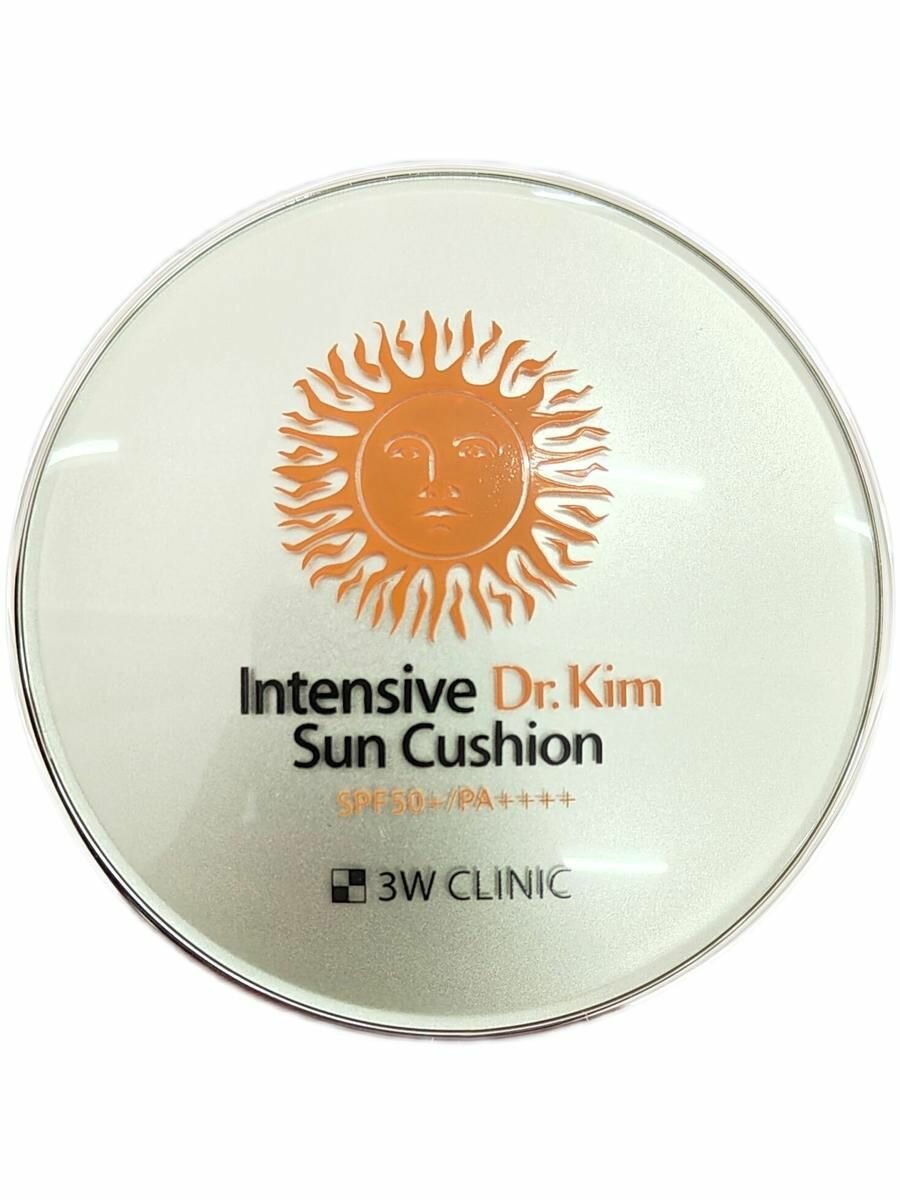 3W Clinic солнцезащитный крем для лица со спонжем Intensive Dr.Kim Bright Sun Cushion SPF50+, PA++ Корея, 15мл
