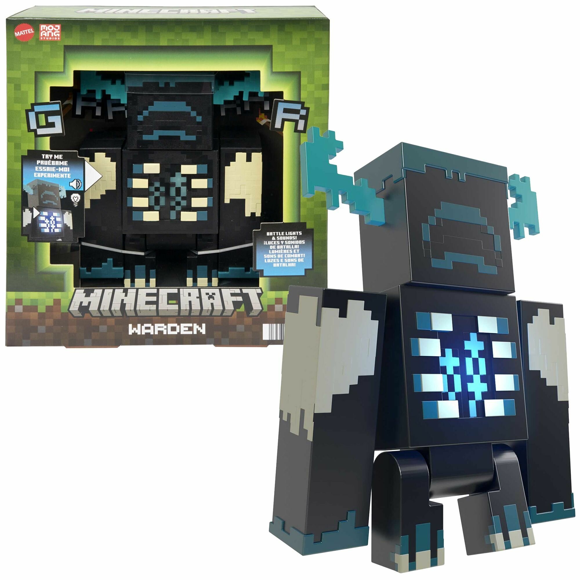 Minecraft, игрушка-фигурка Warden со светом, звуками и аксессуарами