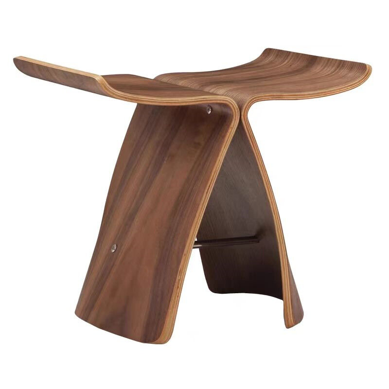 Стильный низкий стул в форме бабочки: Натуральный цвет дерева и_Walnut_для_interior_design