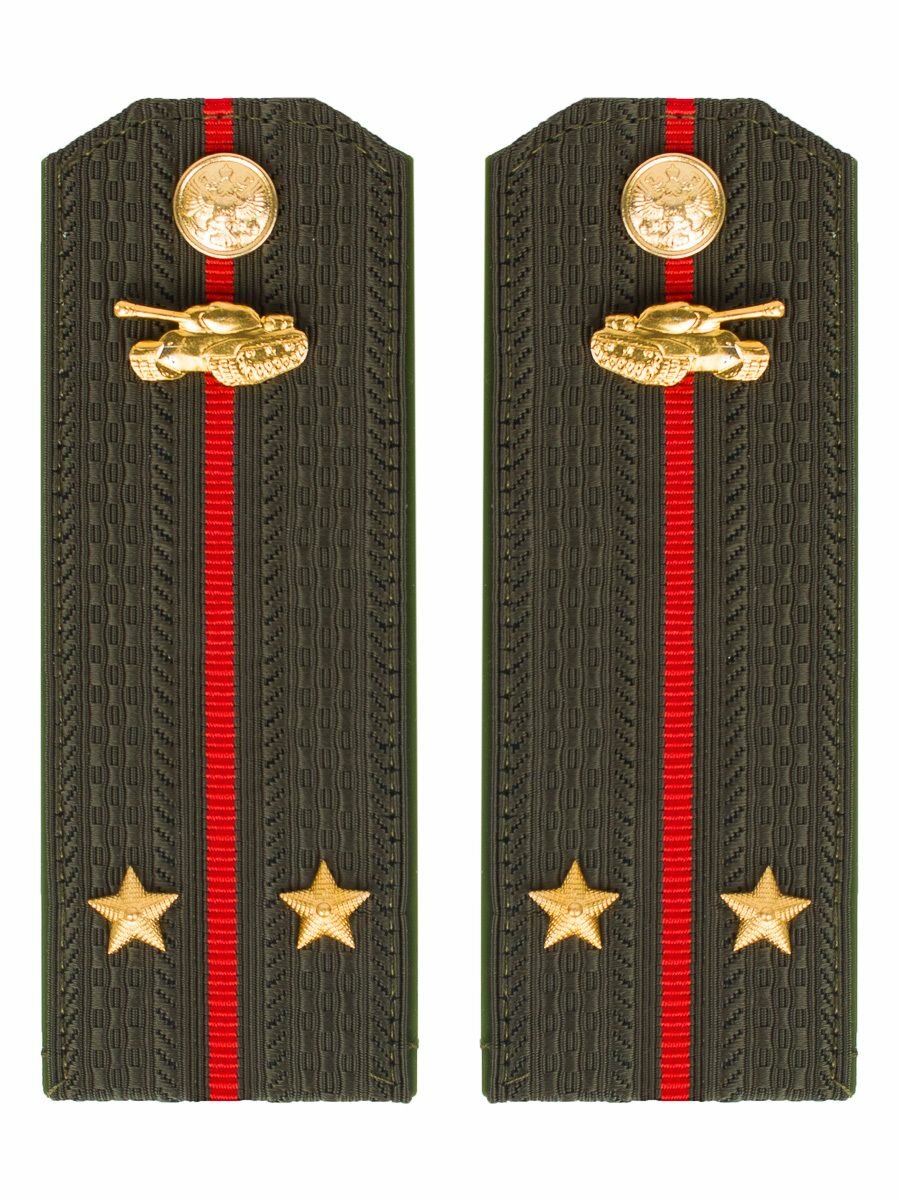 Погоны МО Танковые войска зеленые звание Лейтенант пластиковые