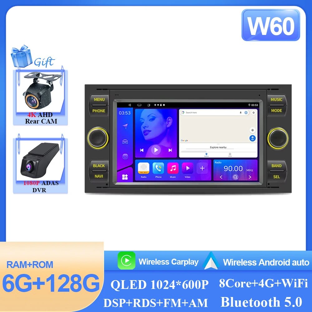 Android15 Автомобильный радиоприемник Wi-Fi Navi для Ford Mondeo S-max Focus C-MAX Galaxy 6-128G DVR