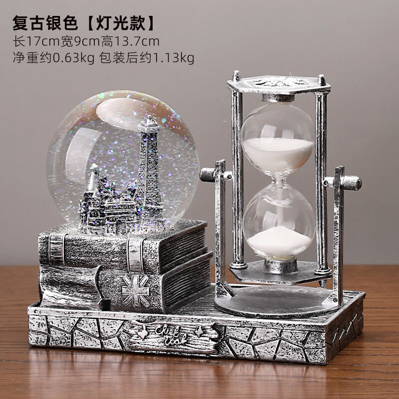 Песочные часы "Эйфелева башня", с хрустальным шаром, смоляные, ретро-серия "Астронавт"