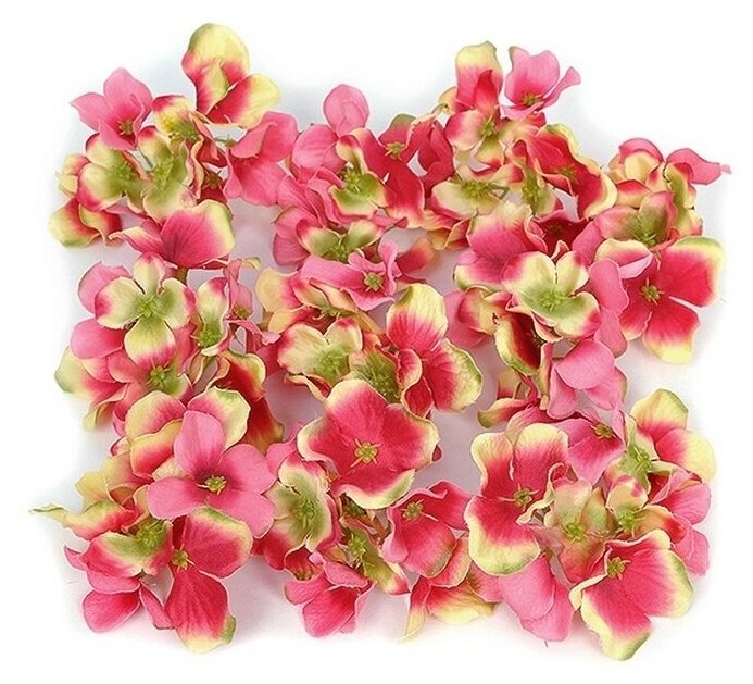 Искусственные соцветия гортензии розово-зеленые, 10 см, 10 шт. в упаковке, для декора