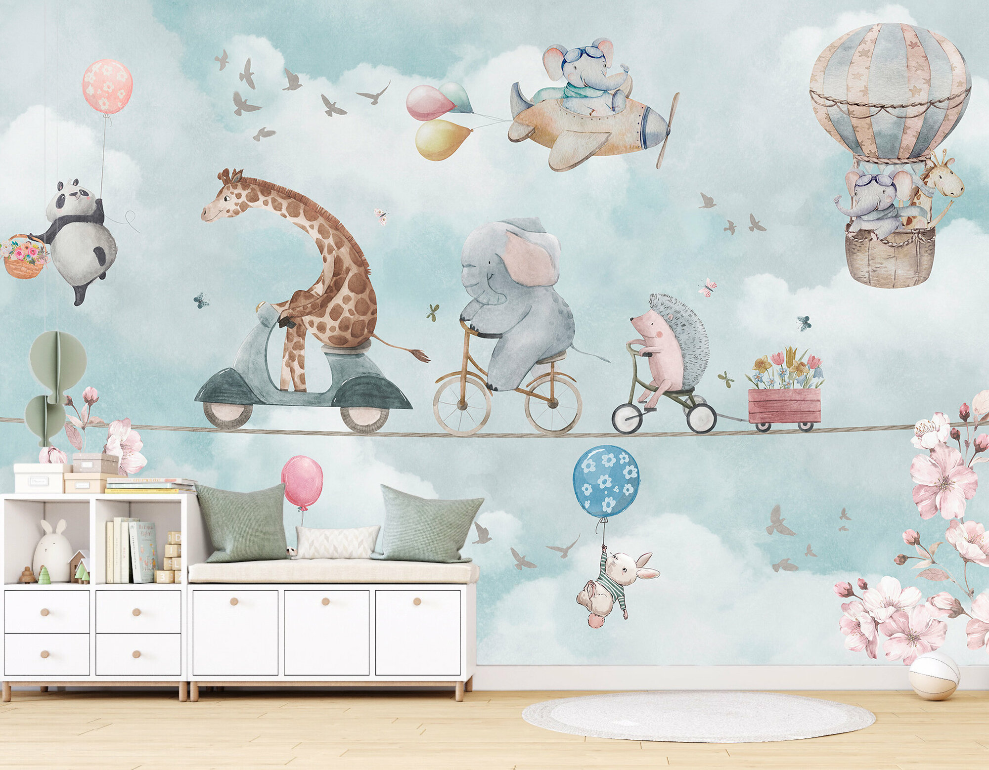 Фотообои на стену флизелиновые детские Животные акробаты 400х270 см