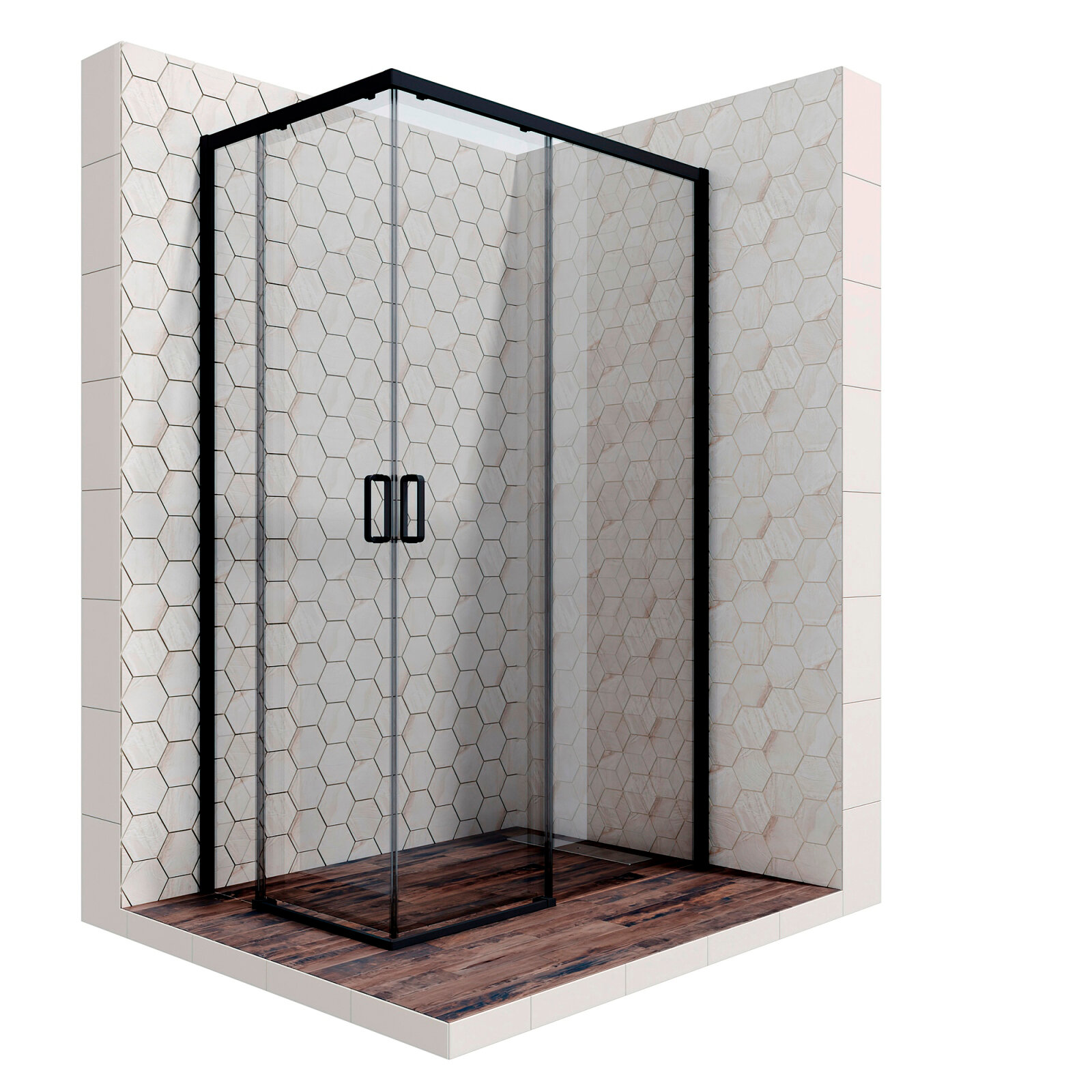 Душевой уголок 120х80 см с раздвижными дверями Ambassador Queen Black 11011205R: правостороннее душевое ограждение из стекла 6 мм, профиль черный