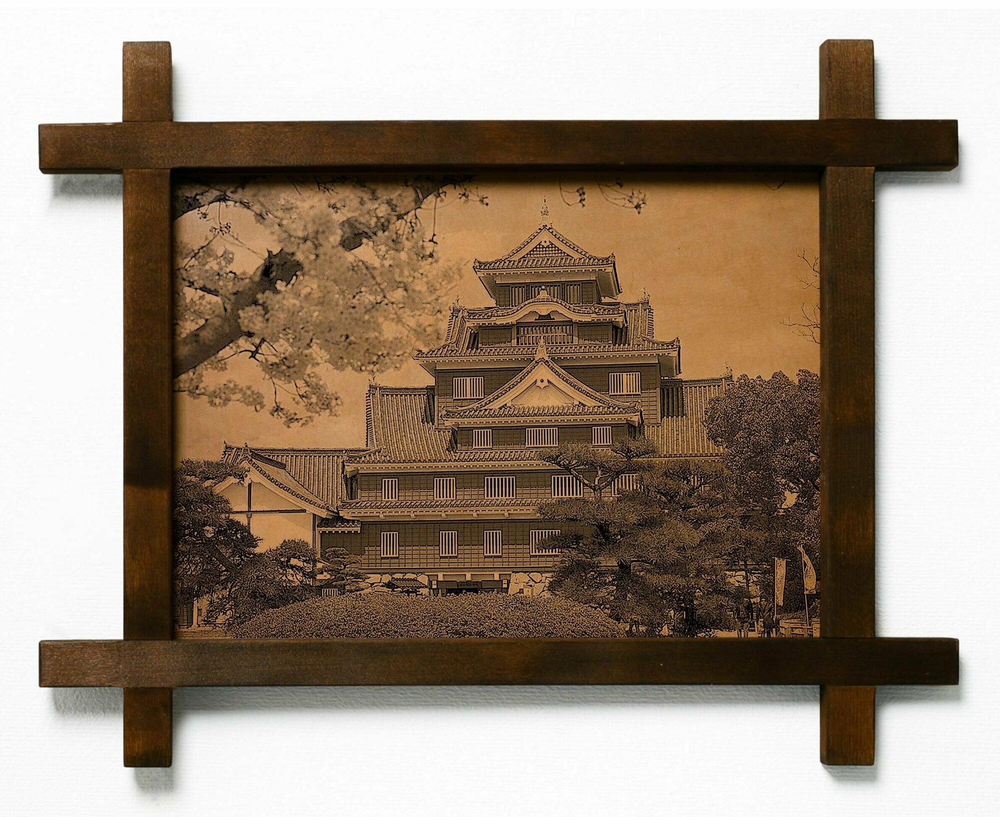 Картина интерьерная из кожи "Императорский дворец в Токио", BoomGift