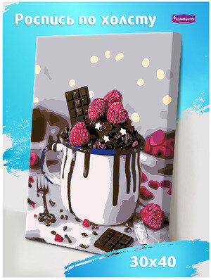 *Набор д/творч(Развивашки) ХолстПоНомерам[40*30см] Малина в шоколаде (холст на подрамнике, краски, кисточки) (Р3130)