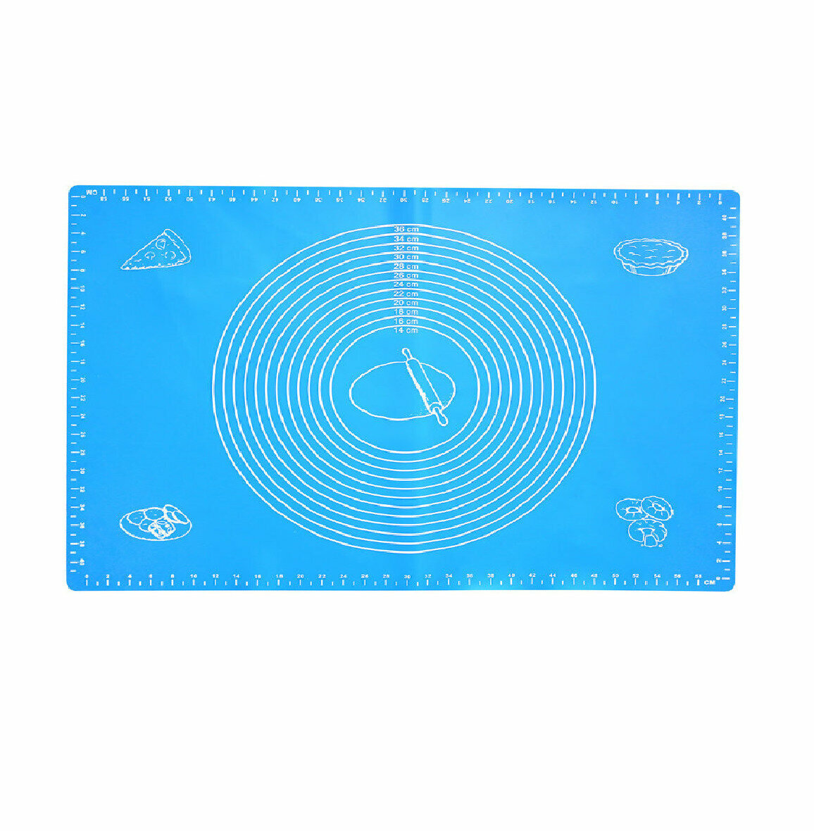 Коврик силиконовый для выпечки и раскатки теста 45х65 см / коврик для кухни голубой