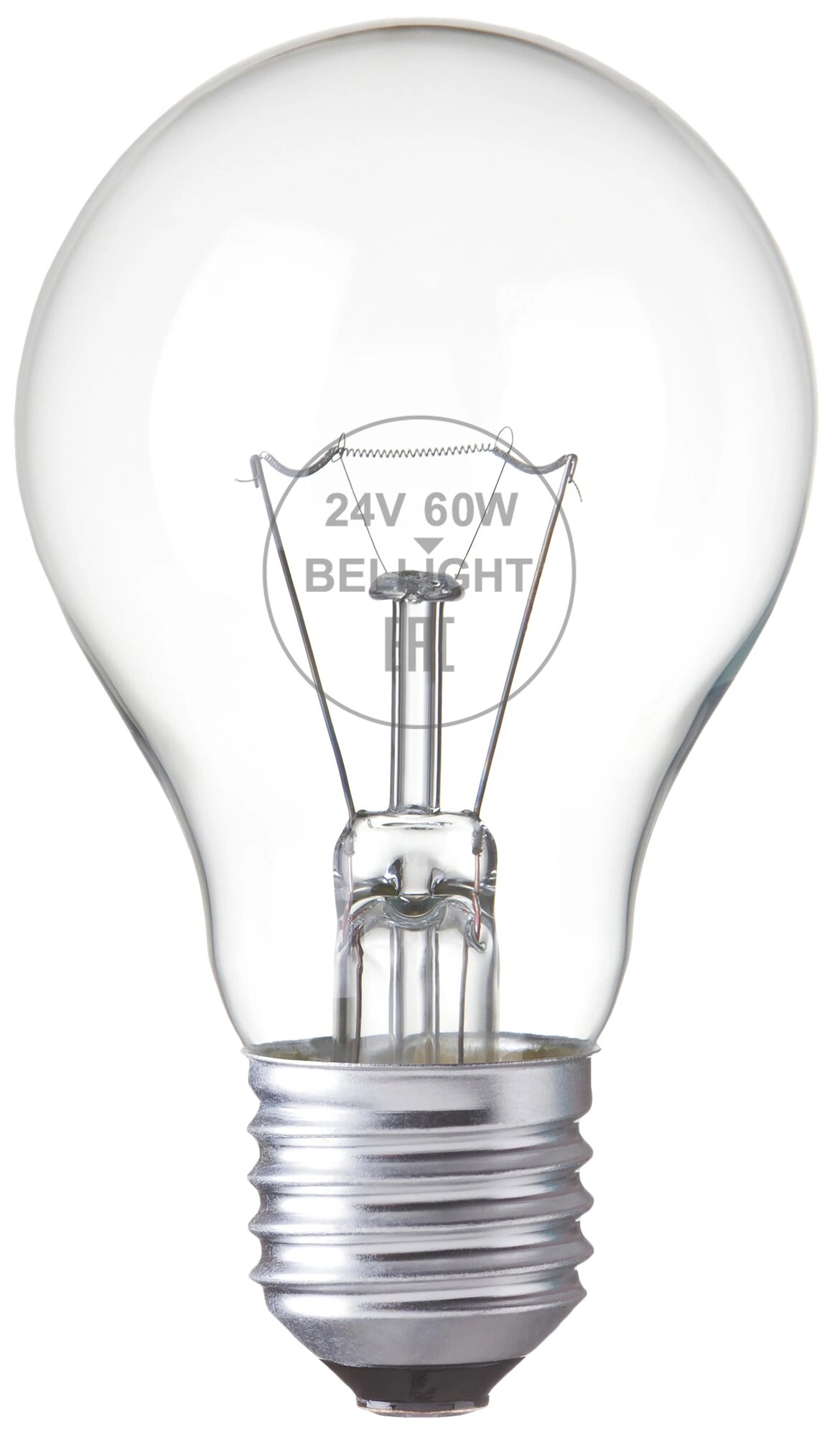 Лампа накаливания Bellight E27 24 В 60 Вт груша 920 лм цвет света желтый для диммера