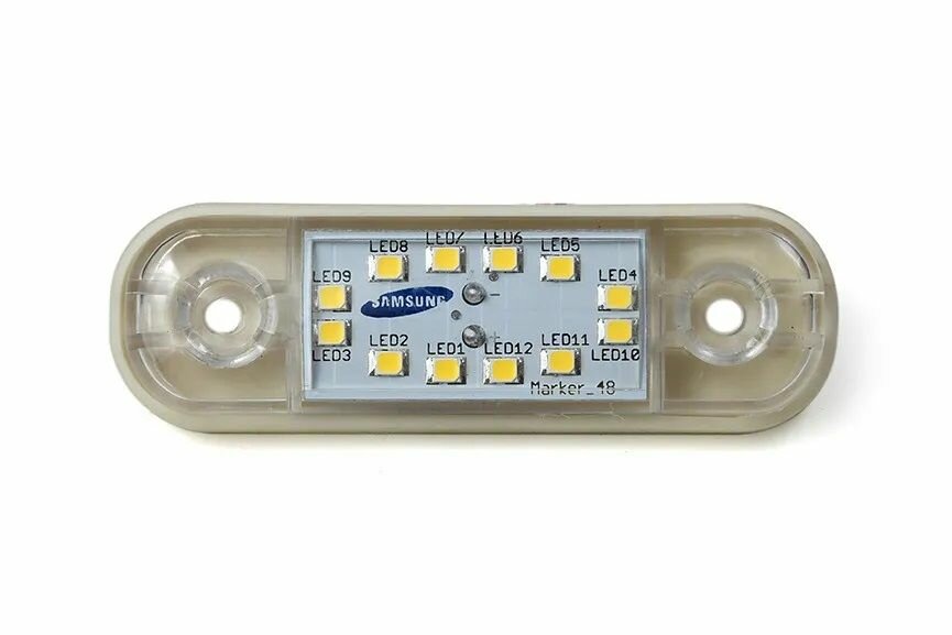Габариты. Светодиодный фонарь MINI 12 LED. Белый. 1 штука (12-24V) (16183)