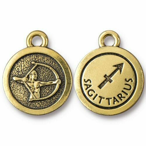Подвеска, 19х15.5мм, TierraCast, знак зодиака Стрелец (Sagittarius), базовый материал - оловянный сплав, позолоченный с чернением, 1 шт.