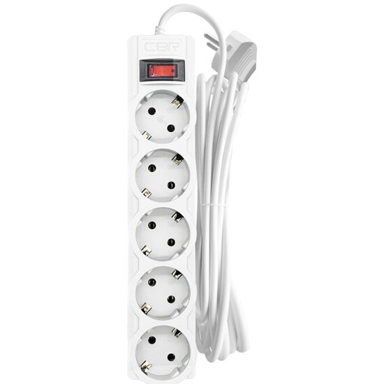 Сетевой фильтр Cbr CSF 2505-5.0 White PC, 5 евророзеток, 5 метров, белый