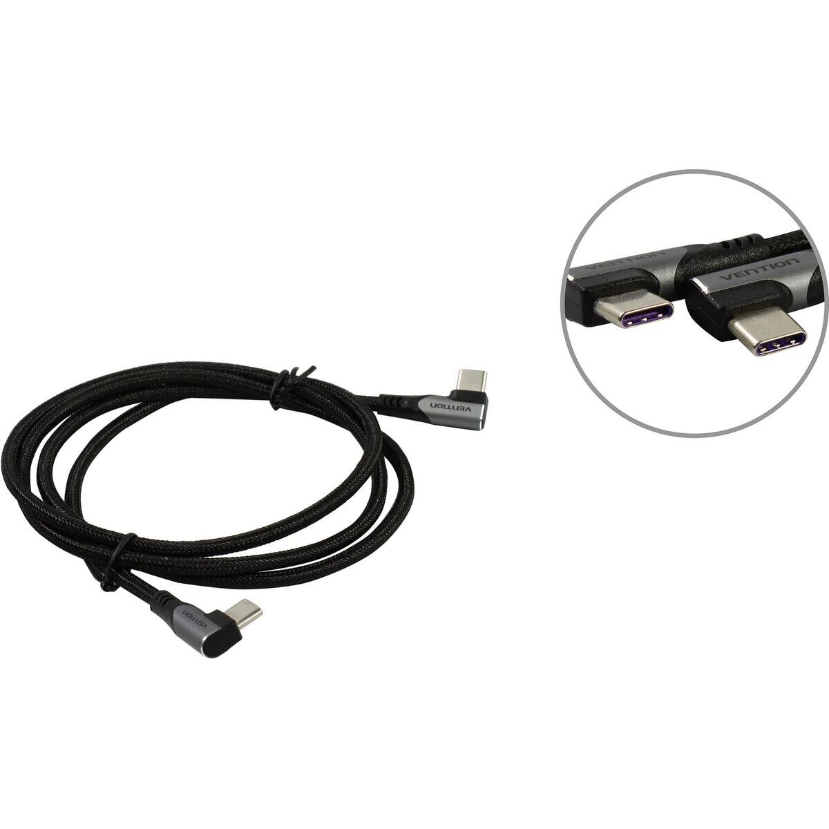 Vention Кабель USB 2.0 USB-C-->USB-C 1м, Г-образные коннекторы